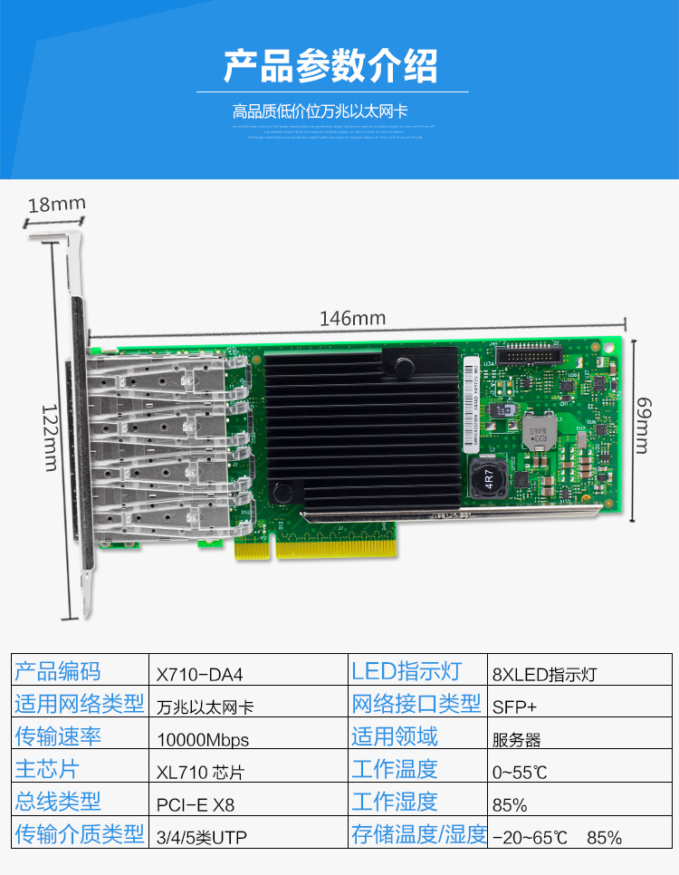 X710-DA4 OEM 万兆以太网网卡